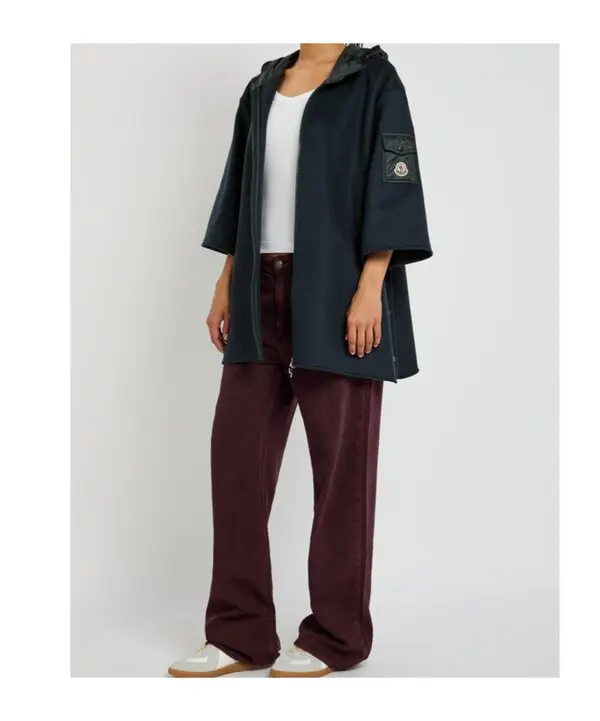 Moncler Hooded Shell And Wool-blend Cape Coat