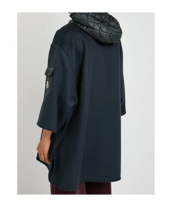 Moncler Hooded Shell And Wool-blend Cape Coat