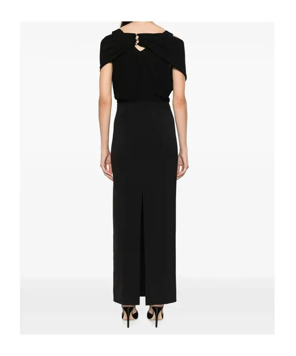 Patrizia Pepe Draped V-neck Maxi Dress