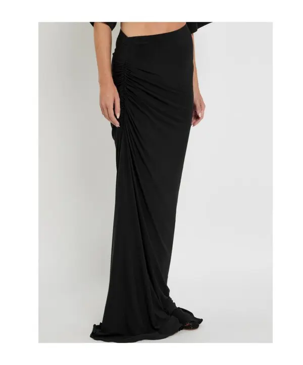 Alaïa Ruched Stretch-mesh Maxi Skirt