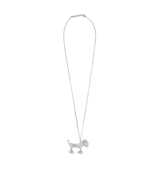 Loewe Sausage Dog Necklace With Rope Texture - Silver