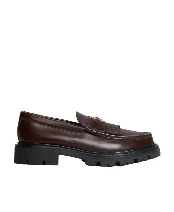 Celine Margaret Loafer With Triomphe Frame In Polished Bull
