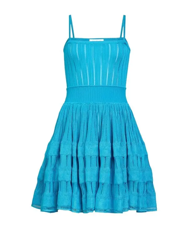 Alaïa Shiny Crinoline Dress - Turquoise
