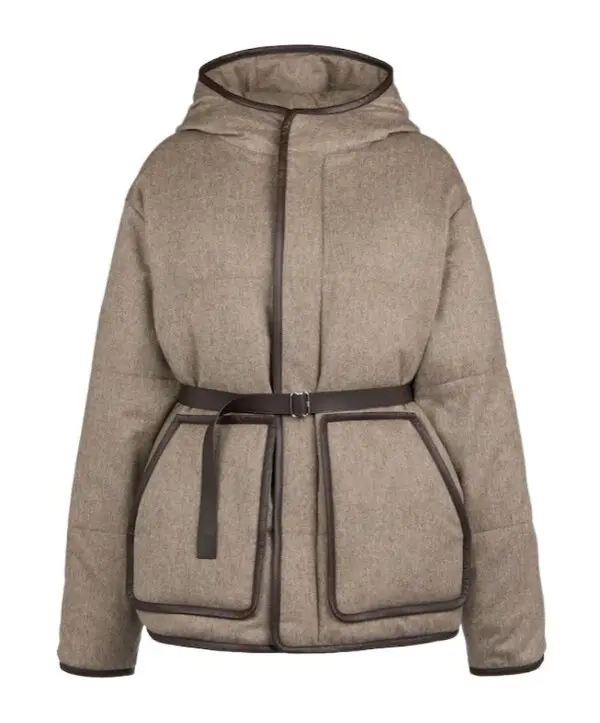 TOD'S Padded Hooded Coat With Leather Trim