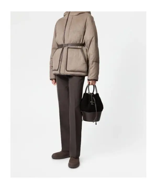 TOD'S Padded Hooded Coat With Leather Trim