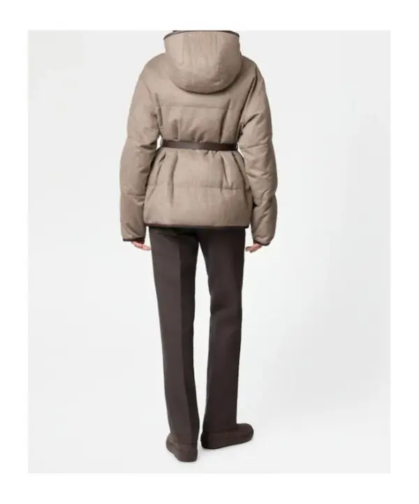 TOD'S Padded Hooded Coat With Leather Trim