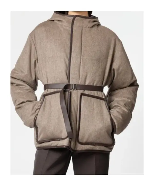 TOD'S Padded Hooded Coat With Leather Trim