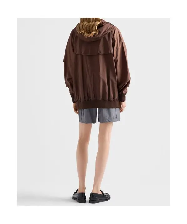 Prada Re-nylon Hooded Raincoat With Zip Closure