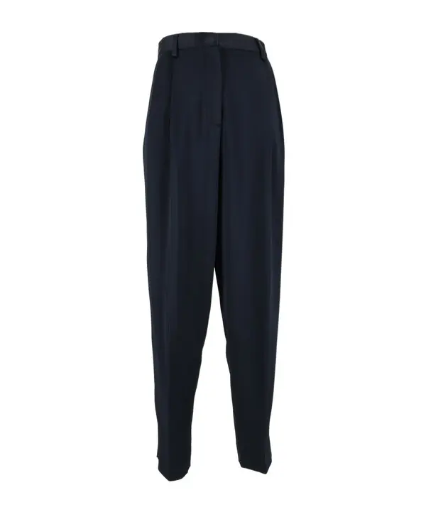 Fabiana Filippi Pleated Tapered Casual Trousers - Dark Blue
