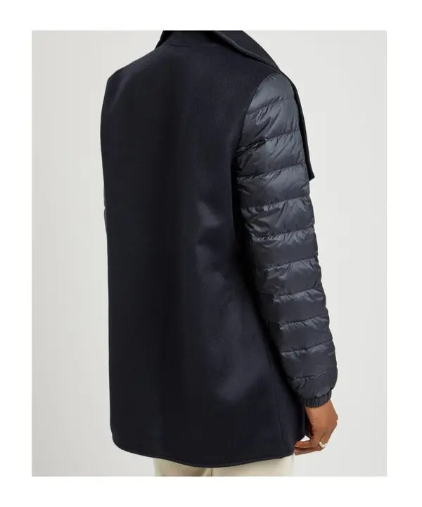 Moncler Quilted Wool Cape Coat With Shawl Collar - Black