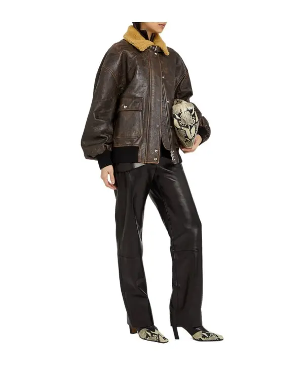 Khaite Sandor Shearling-collar Leather Jacket