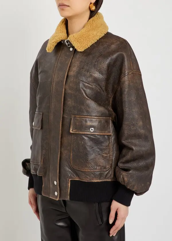 Khaite Sandor Shearling-collar Leather Jacket