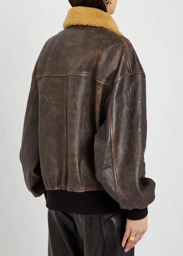 Khaite Sandor Shearling-collar Leather Jacket