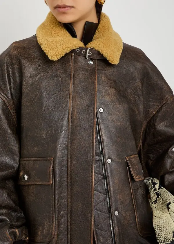Khaite Sandor Shearling-collar Leather Jacket