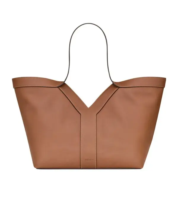 Saint Laurent Y Small Tote In Leather - Brown