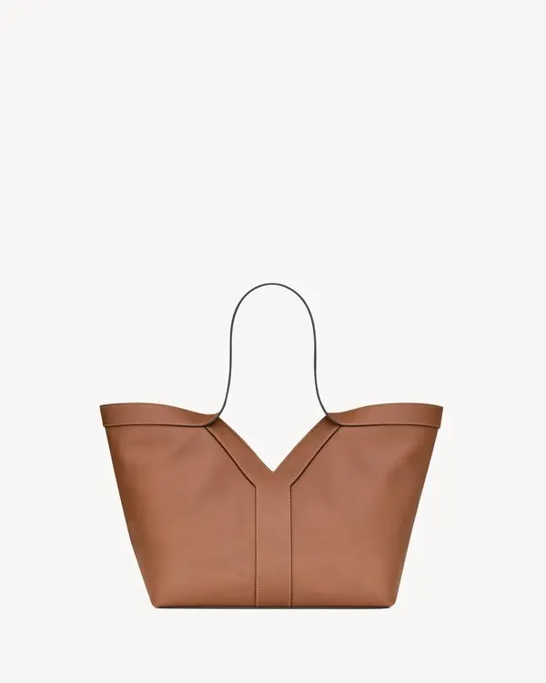 Saint Laurent Y Small Tote In Leather - Brown