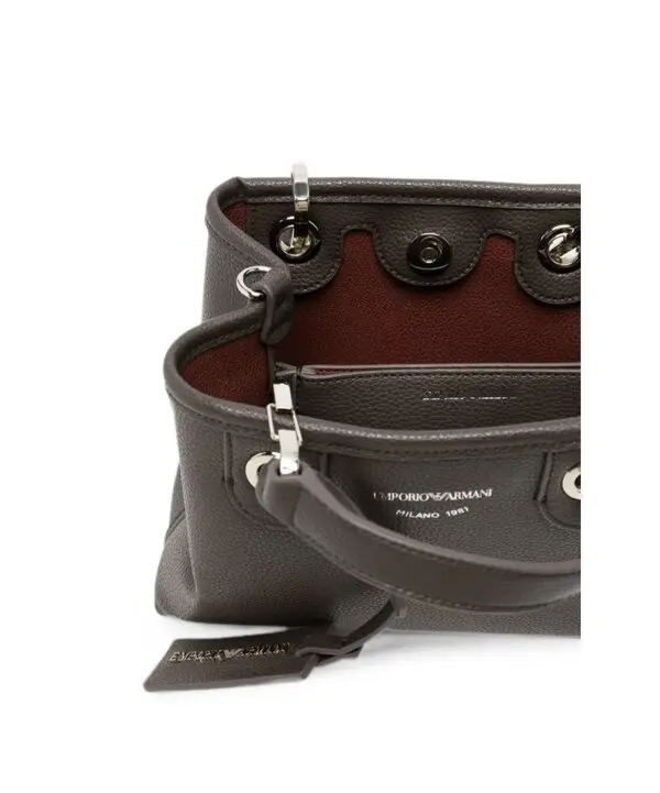 Emporio Armani Mini Myea Pebbled-texture Tote Bag - Black