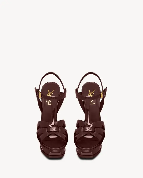 Saint Laurent Tribute Platform Sandals In Patent Leather