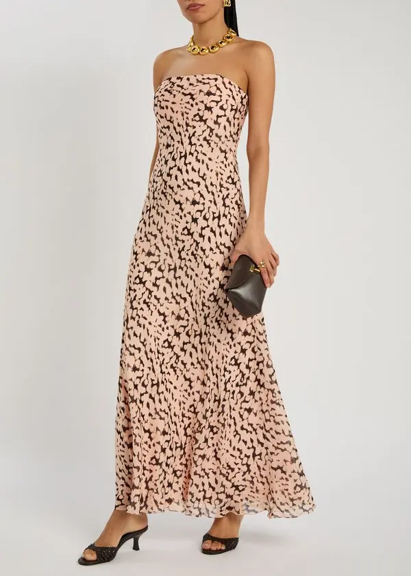 Staud Cassie Tortoise-print Silk Midi Dress