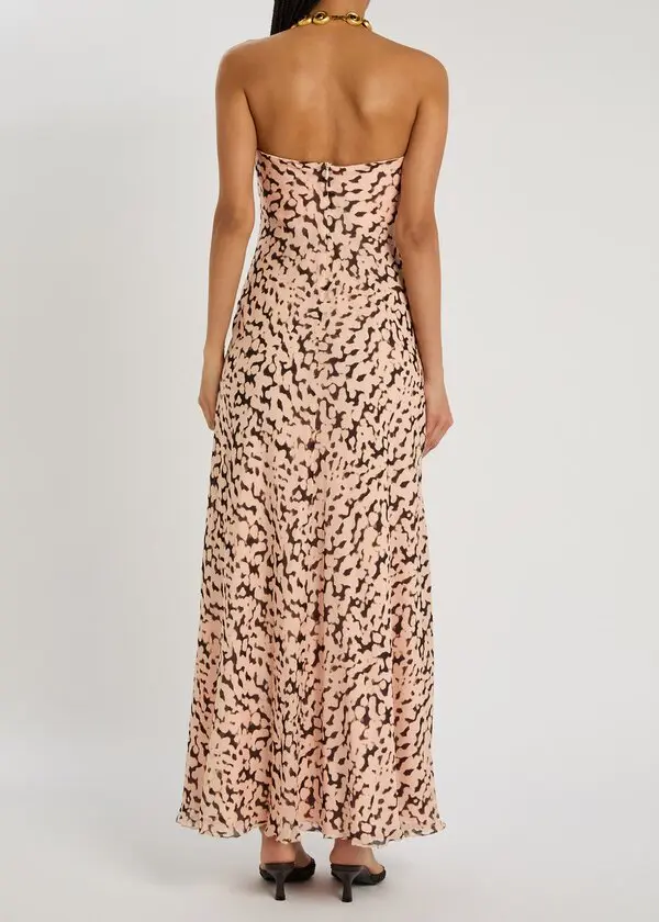 Staud Cassie Tortoise-print Silk Midi Dress