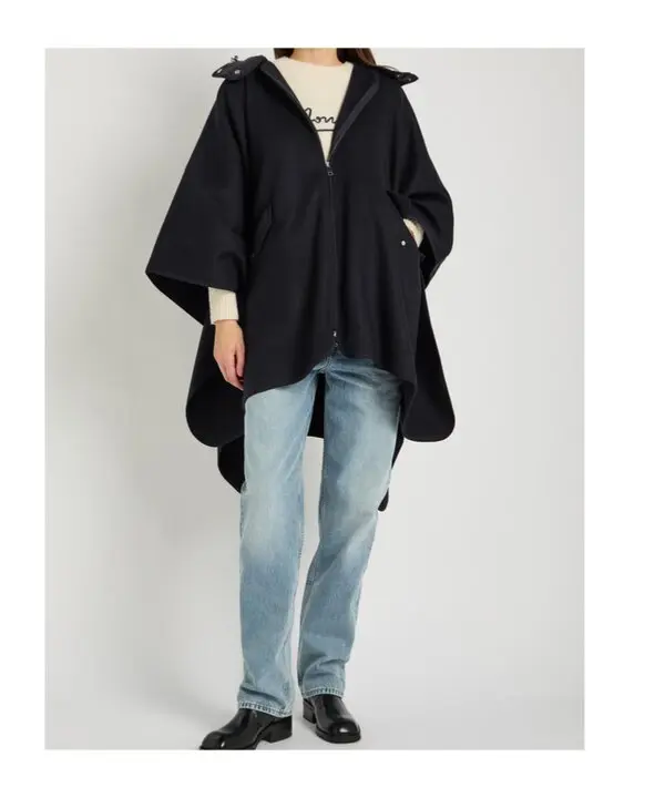 Moncler Hooded Shell And Wool-blend Cape Coat
