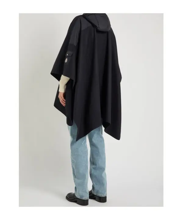 Moncler Hooded Shell And Wool-blend Cape Coat