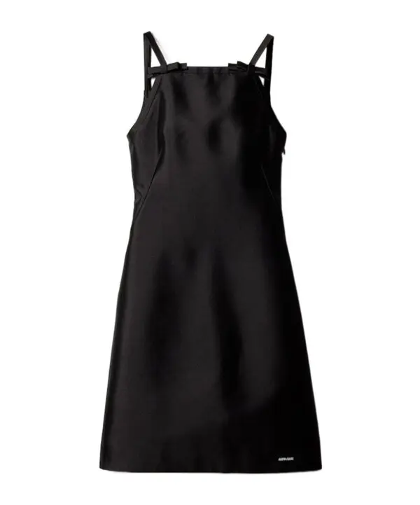 Miu Miu Silk And Wool Mini Dress With Bow Detail