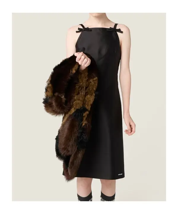 Miu Miu Silk And Wool Mini Dress With Bow Detail