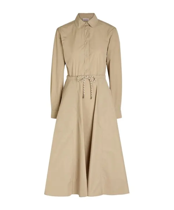 Moncler Drawstring Poplin Midi Shirt Dress