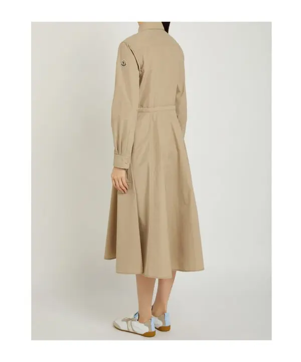 Moncler Drawstring Poplin Midi Shirt Dress
