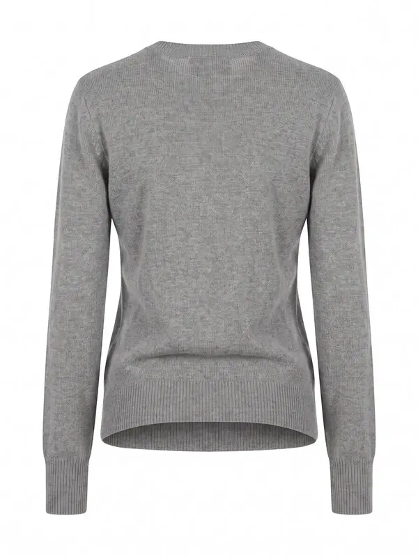 Patrizia Pepe Crew Neck Long Sleeve Knit Top - Gray