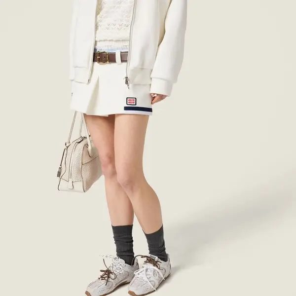 Miu Miu Bonded Cotton Piqué Miniskirt