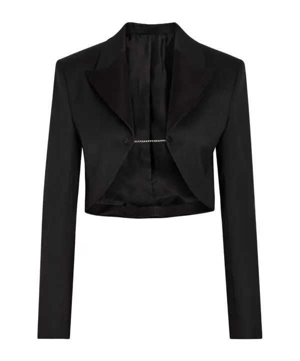 Alaïa Cropped Silk And Stretch-wool Jacket - Black