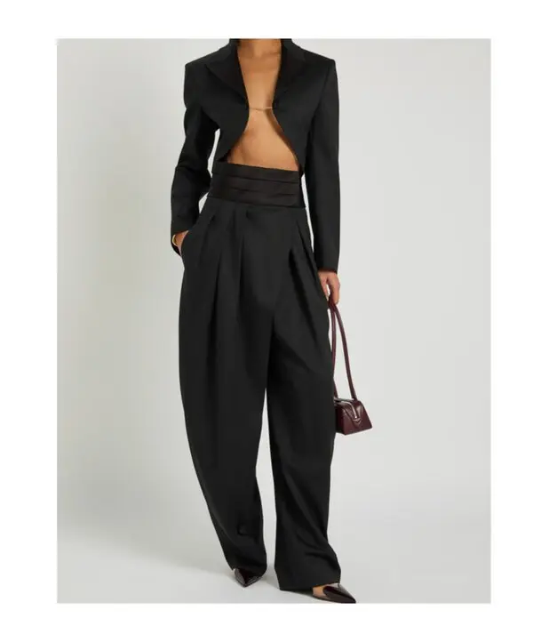 Alaïa Cropped Silk And Stretch-wool Jacket
