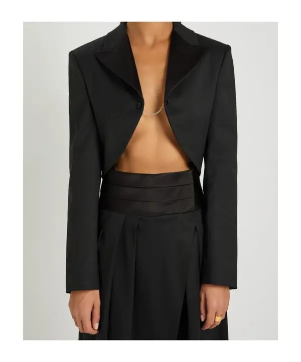 Alaïa Cropped Silk And Stretch-wool Jacket