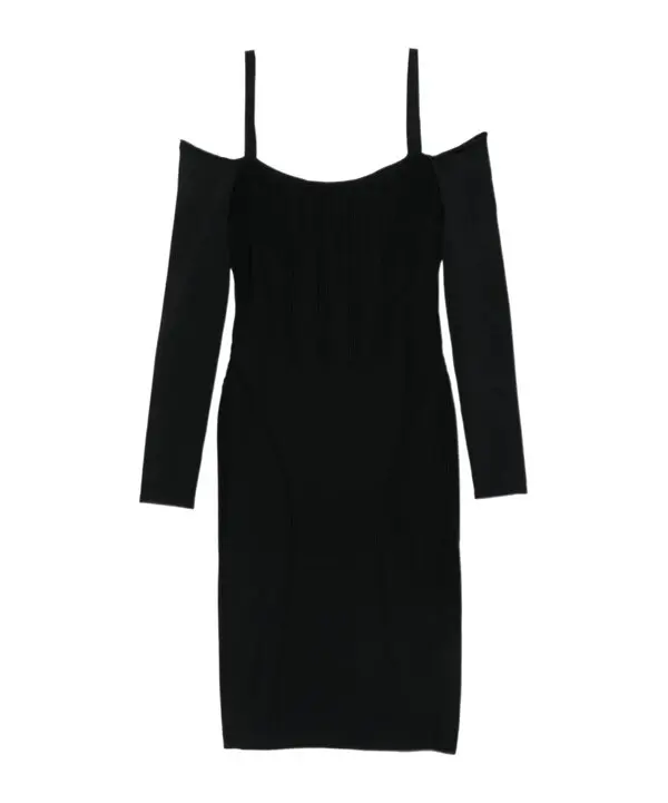 MUGLER Ribbed Off-shoulder Mini Dress