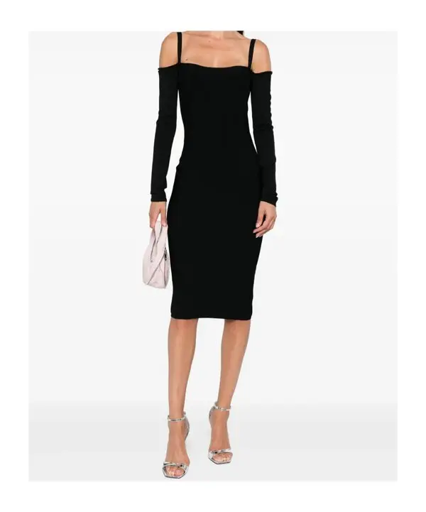 MUGLER Ribbed Off-shoulder Mini Dress