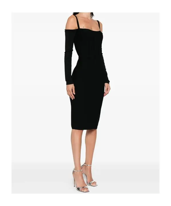 MUGLER Ribbed Off-shoulder Mini Dress