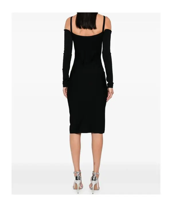MUGLER Ribbed Off-shoulder Mini Dress