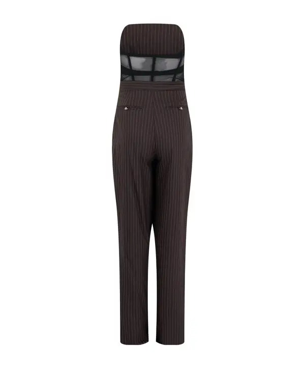 Elisabetta Franchi Strapless Pinstriped Jumpsuit