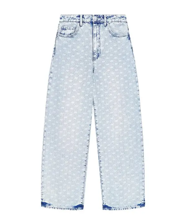 Armani Exchange Oversized Monogram Printed Denim Pants