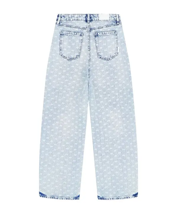 Armani Exchange Oversized Monogram Printed Denim Pants