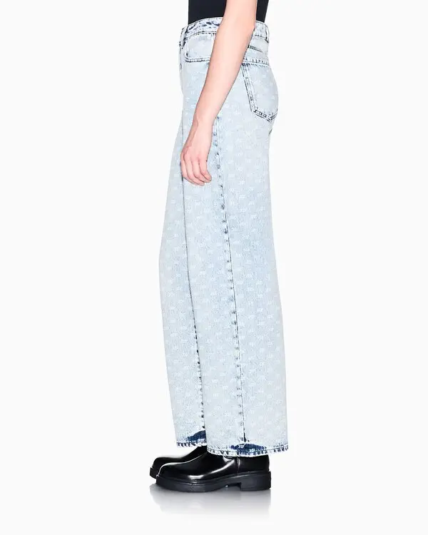 Armani Exchange Oversized Monogram Printed Denim Pants
