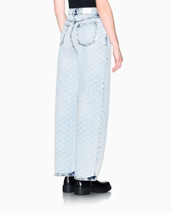 Armani Exchange Oversized Monogram Printed Denim Pants
