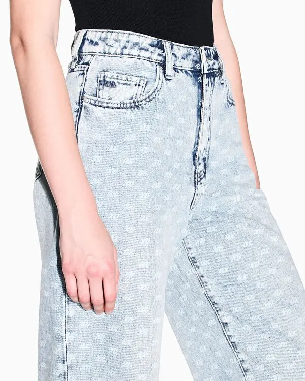 Armani Exchange Oversized Monogram Printed Denim Pants