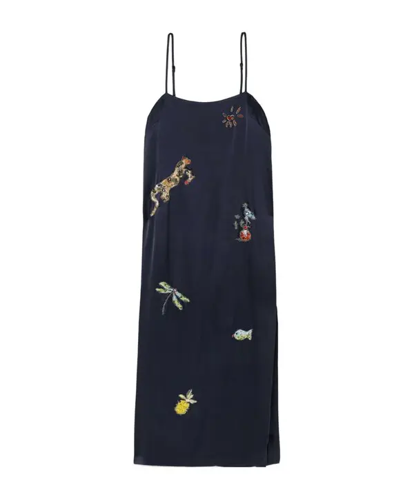 ALEMAIS Satin Midi Dress - Black