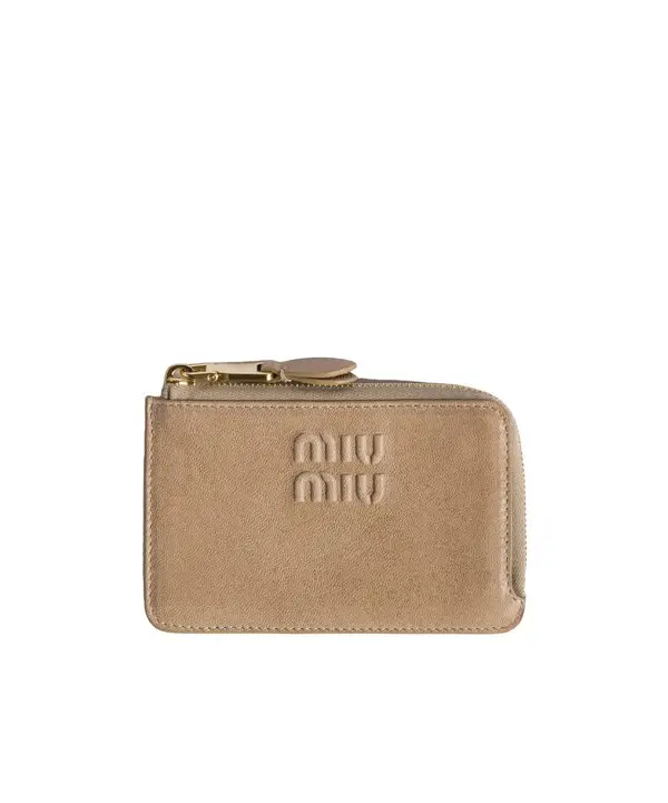 Miu Miu Logo-embossed Zipped Wallet - Nude