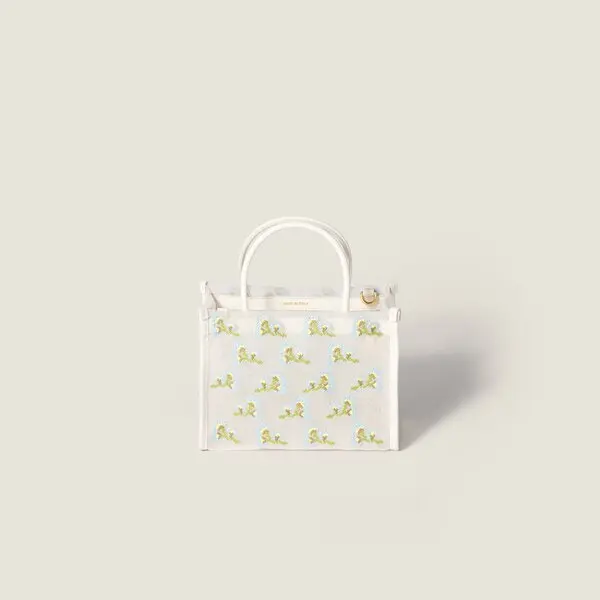 Miu Miu Embroidered Mesh Top-handle Bag