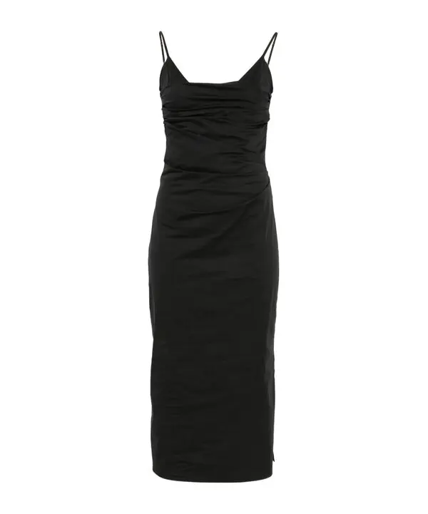 Patrizia Pepe Ruched Spaghetti-strap Midi Dress - Black