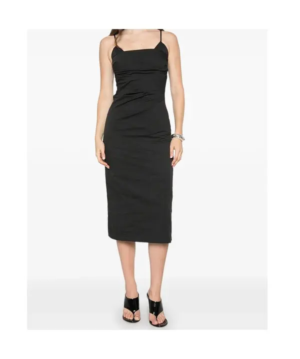Patrizia Pepe Ruched Spaghetti-strap Midi Dress